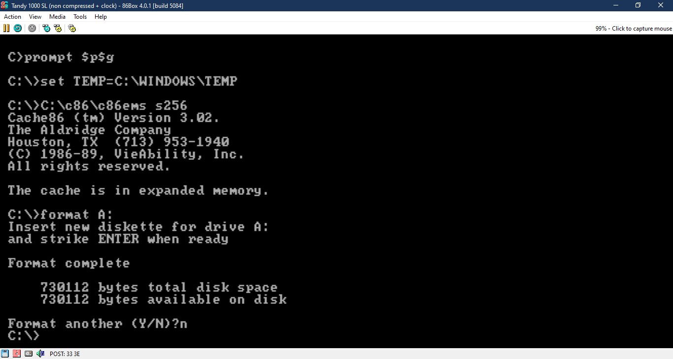 Toshiba T1200 - Format gives only 360KB free space on a 720KB diskette · Issue #3737 · 86Box ...