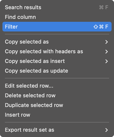Feature Request: Filter button position and shortcut · Issue #739 · hankinsoft/SQLPro · GitHub