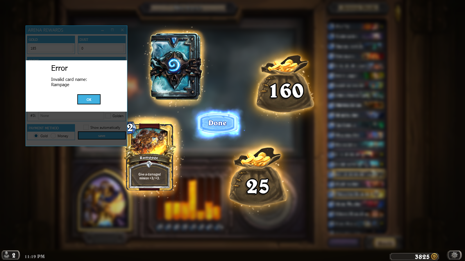 Rampage card not listed in possible cards included for an arena reward · Issue #3407 · HearthSim ...
