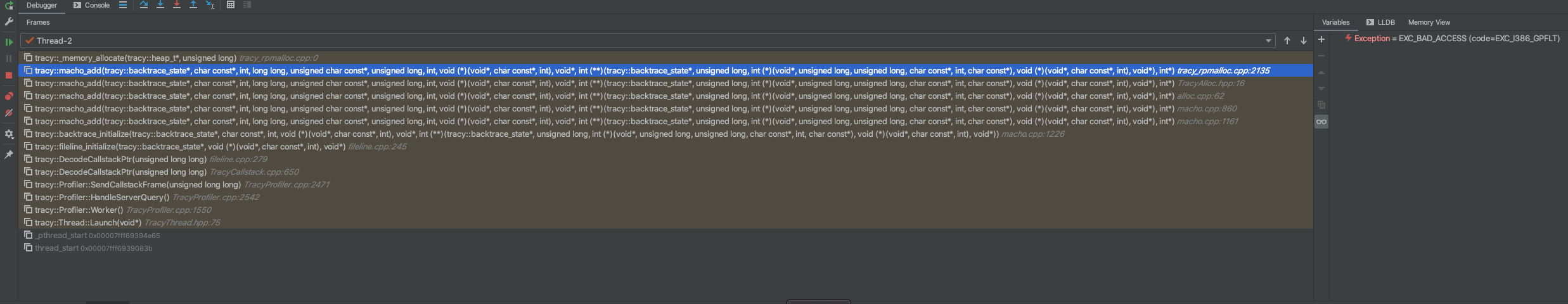 macOS: Segfault just after connecting from Tracy profiler / capture · Issue #117 · wolfpld/tracy ...