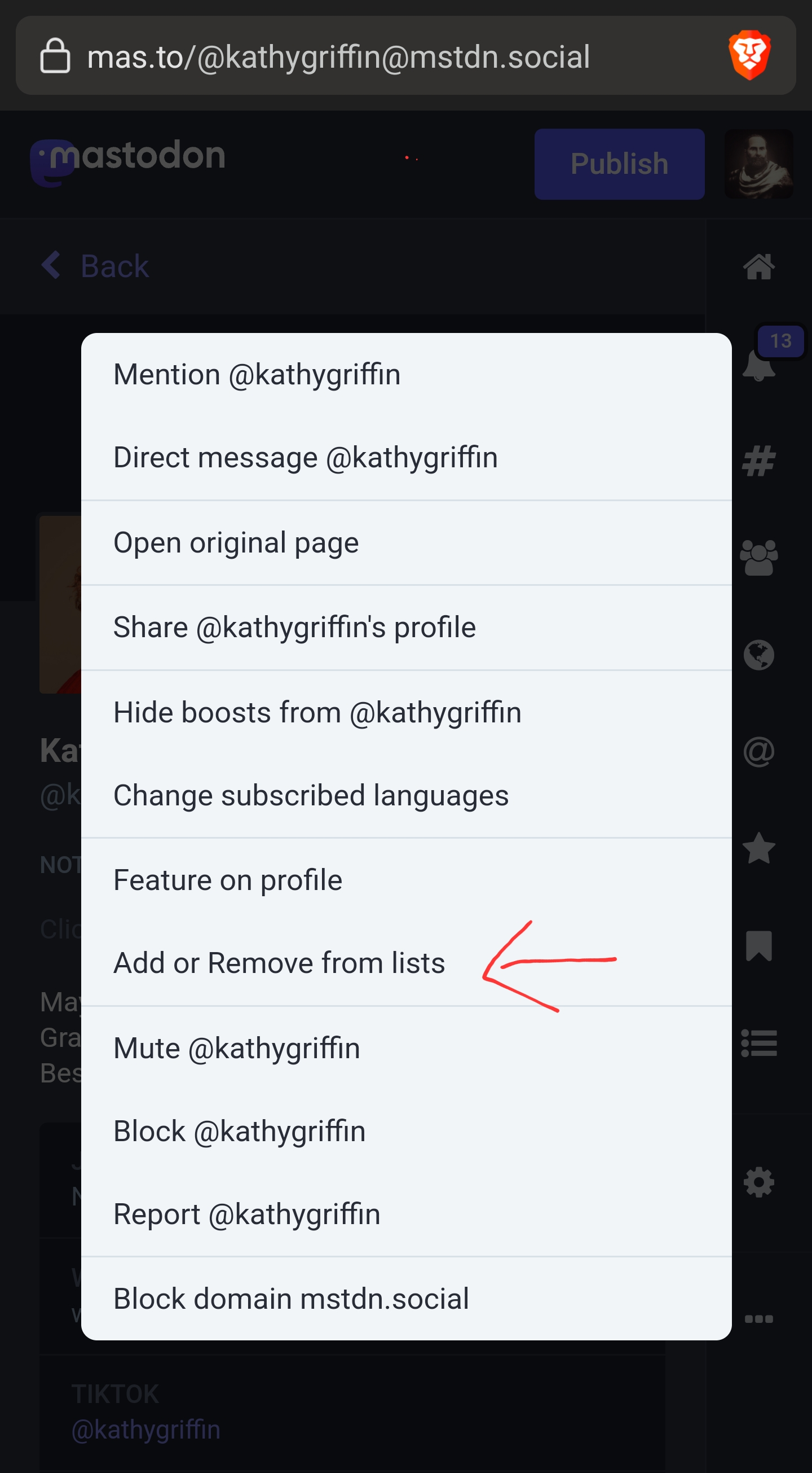 Request - Add to List from Profile · Issue #2815 · tuskyapp/Tusky · GitHub