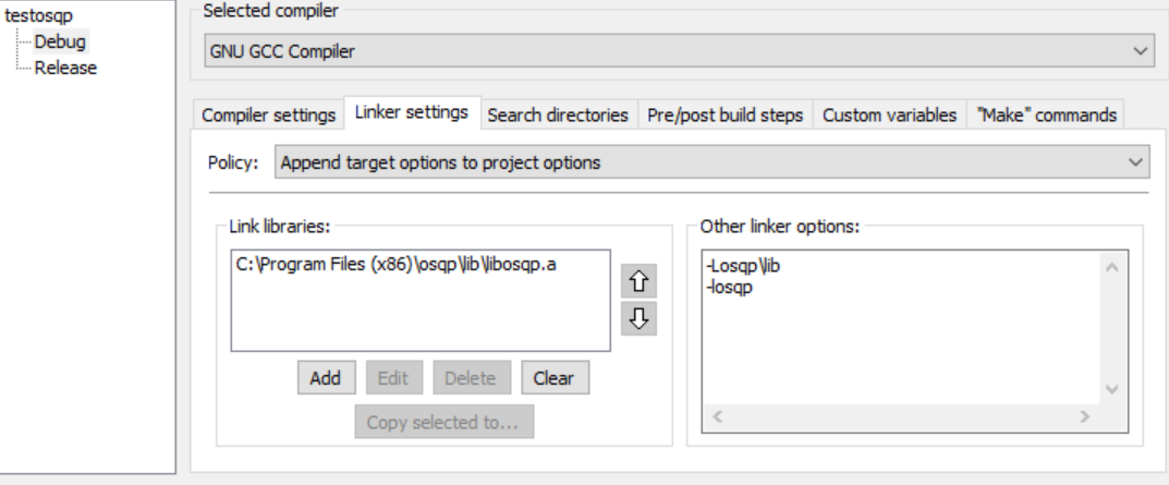 Issues in Linking Library for Running OSQP on C · Issue #213 · osqp/osqp · GitHub