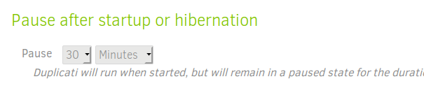 "Pause after startup or hibernation" does not work · Issue #3693 · duplicati/duplicati · GitHub