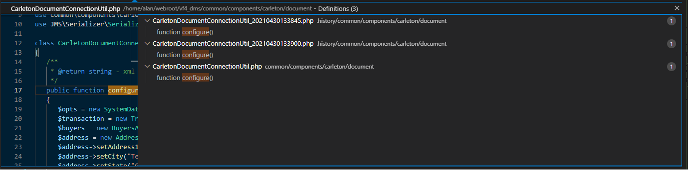 Intelephense suggesting to go inside excluded directories on ctrl+click ...