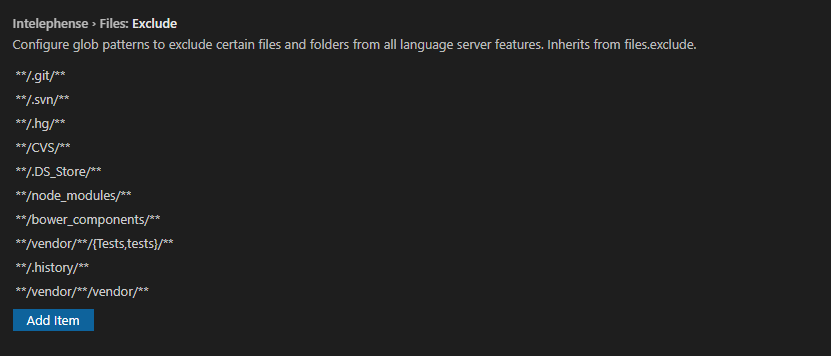 Intelephense suggesting to go inside excluded directories on ctrl+click ...