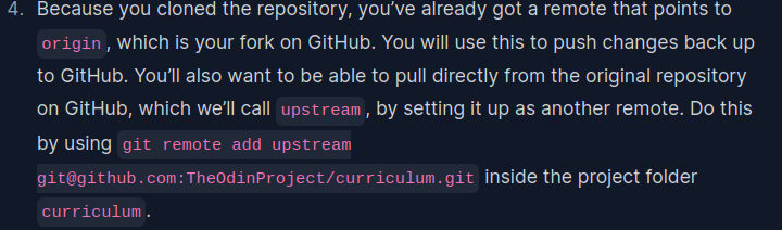 Javascript Course: Fix the Code Tag for git command 'git remote add upstream' · Issue #26572 ...