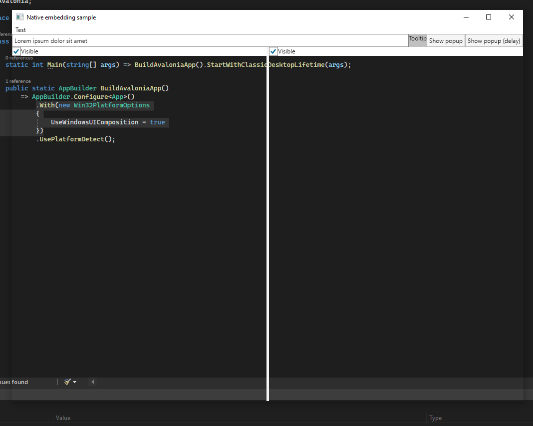 NativeControlHost doesn't work properly with most native control when UseWindowsUIComposition ...