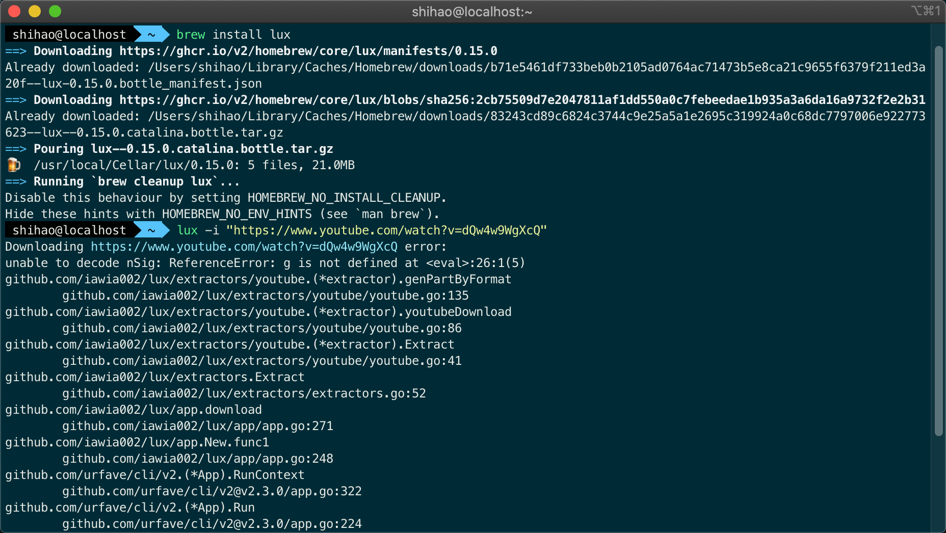 unable to decode nSig: ReferenceError: g is not defined at :26:1(5) · Issue #1163 · iawia002/lux ...
