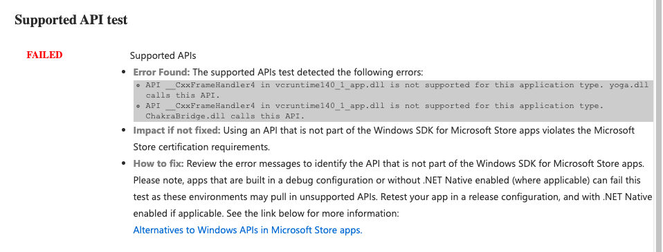 Question Api Cxxframehandle Certification Error In The Windows Store Do We Need To Take Any