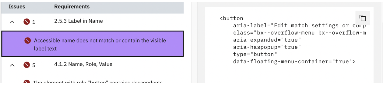 A11y Overflowmenu Accessible Names Does Not Match Ot Contain The Visible Label Text · Issue
