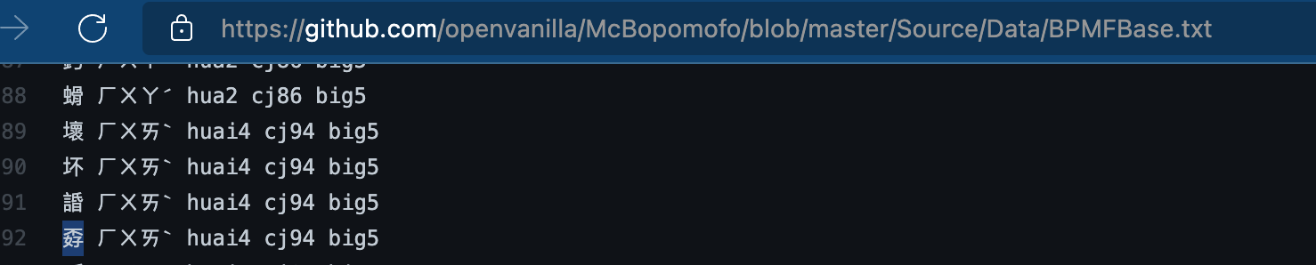孬 的實際讀音是 ㄋㄠ-。 · Issue #197 · openvanilla/McBopomofo · GitHub