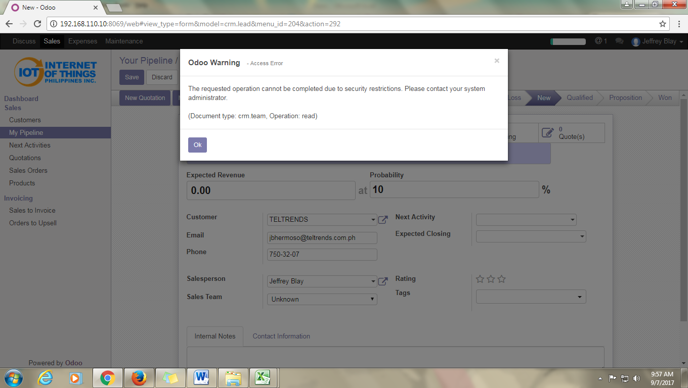 Sales team access rule missing · Issue #4682 · odoo/odoo · GitHub