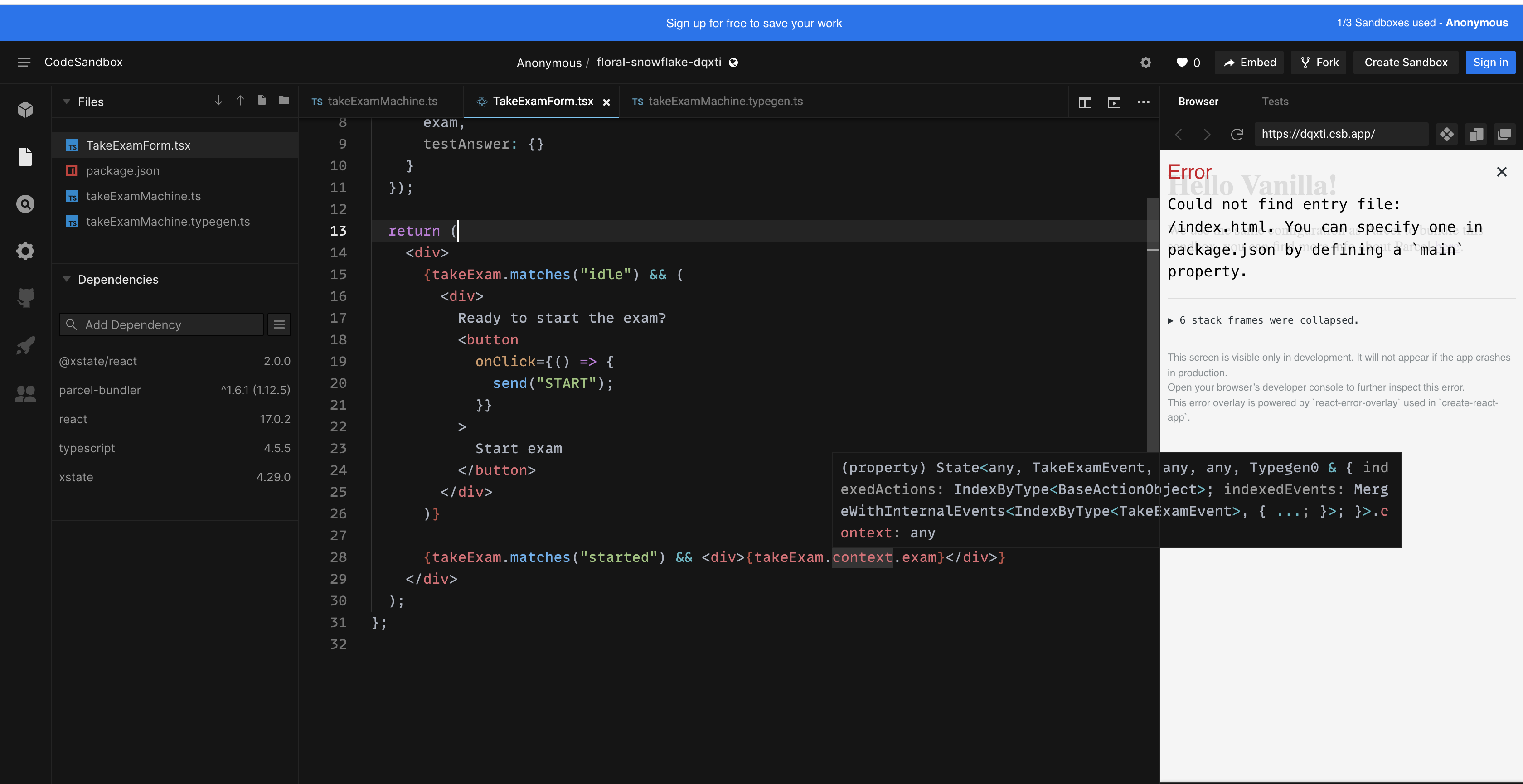 [Typescript] When using schema, context is returning any · Issue #2991 · statelyai/xstate · GitHub