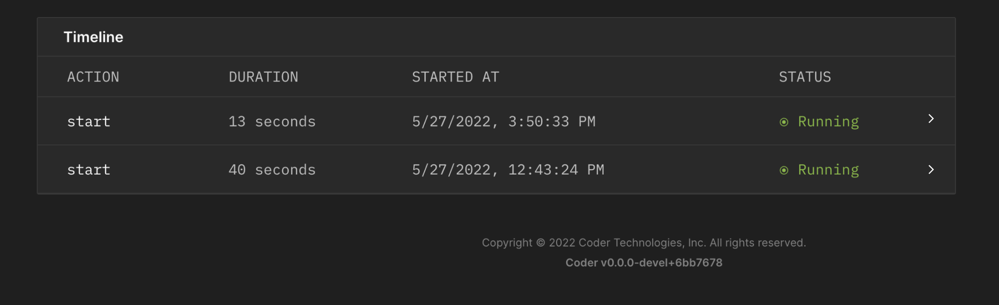 Make workspace timeline rows obviously clickable · Issue #2021 · coder/coder · GitHub
