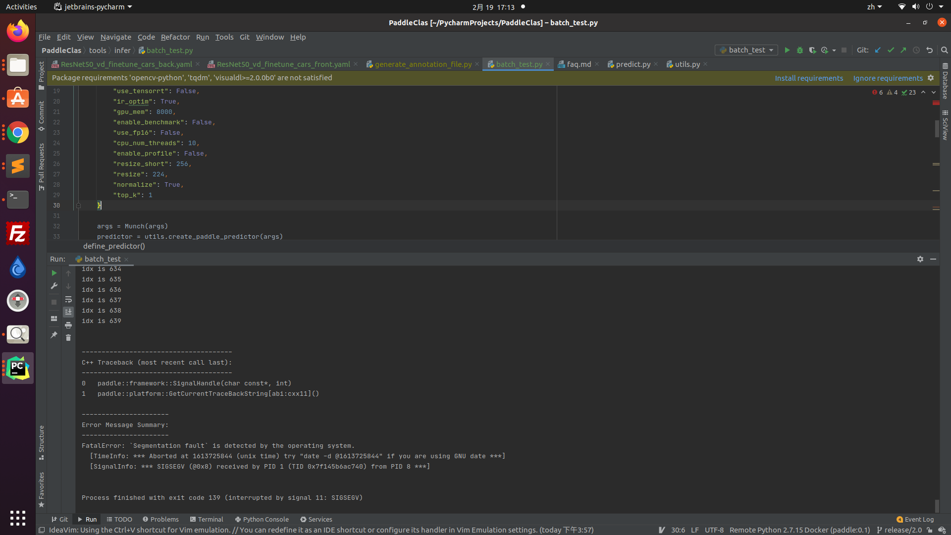 在容器当中使用 运行报如下的错误 · Issue #611 · PaddlePaddle/PaddleClas · GitHub