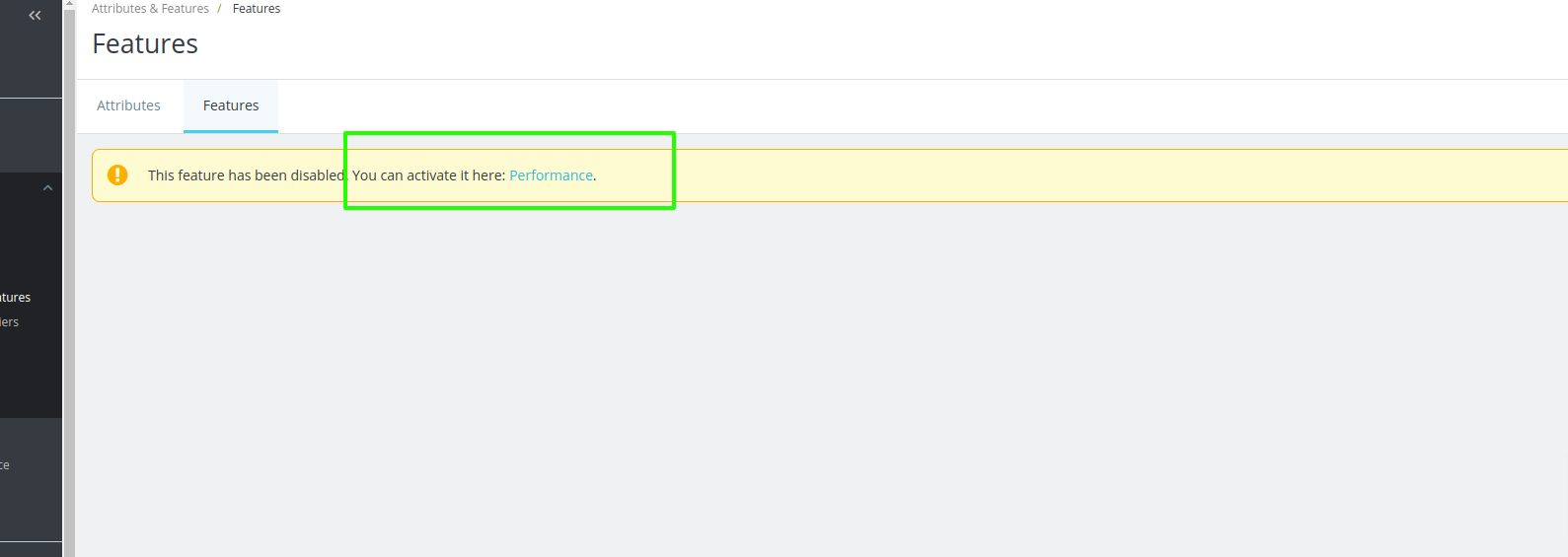 BO -Bad link form displayed on Features page when Features option is disable · Issue #31015 ...