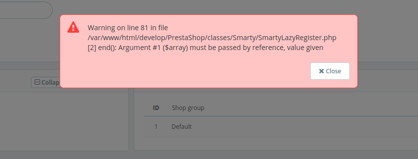 [BO] : Error notification displayed in Multistore page · Issue #32680 · PrestaShop/PrestaShop ...