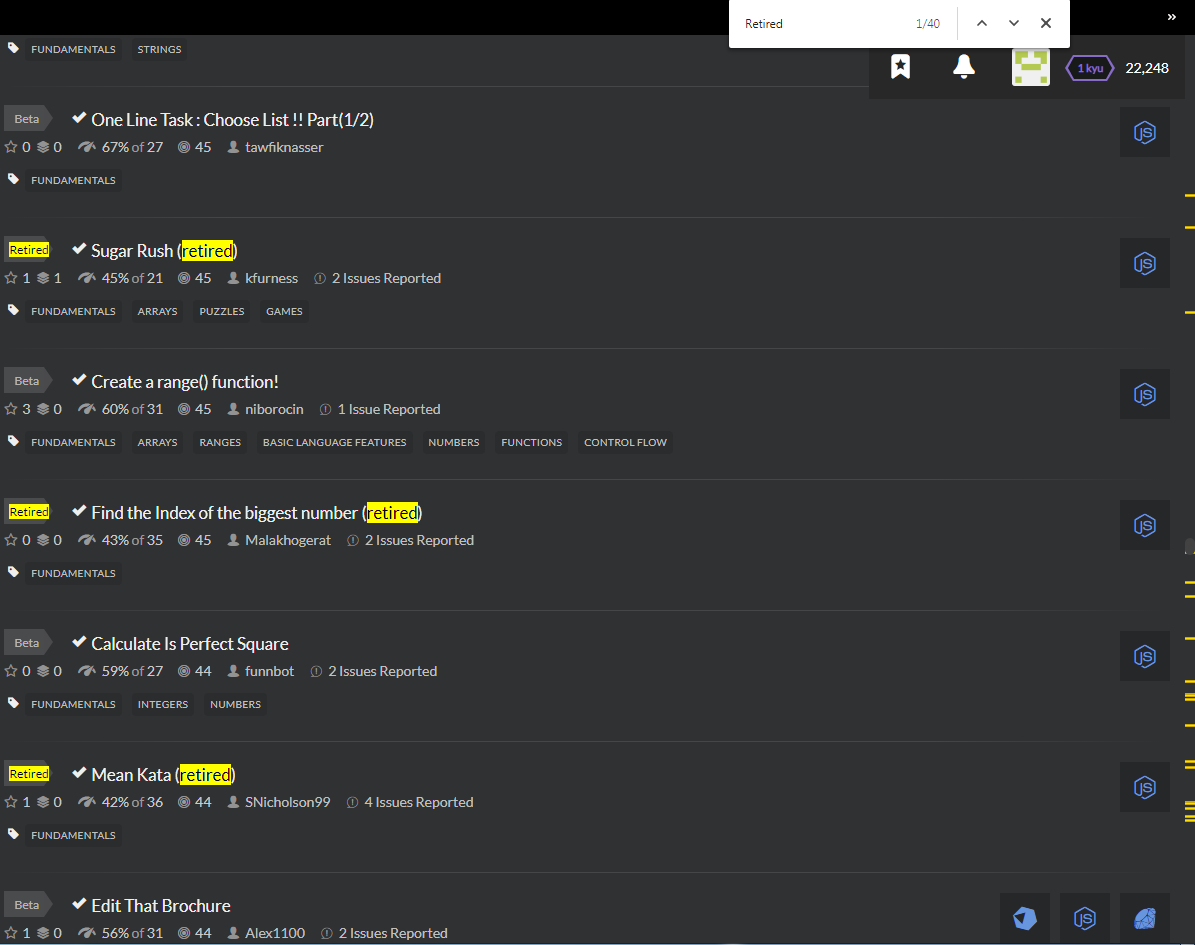 Manually(?) retired katas are still listed in the kata list · Issue #1703 · codewars/codewars ...