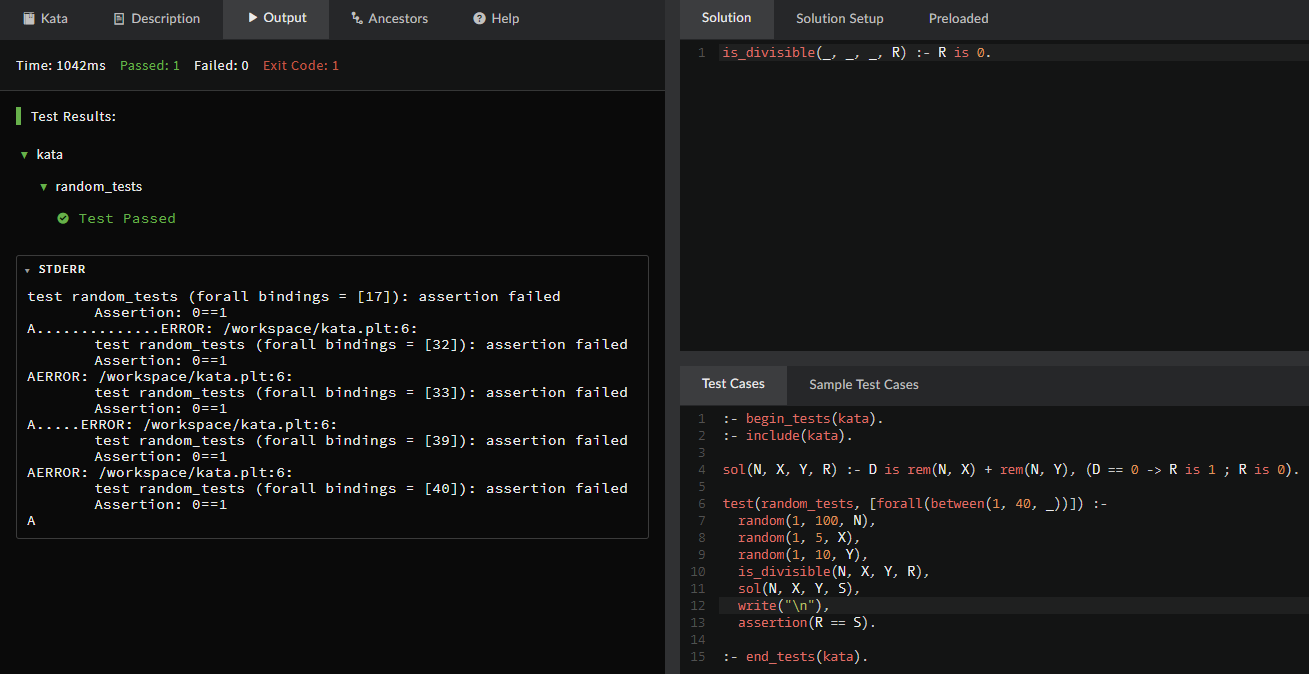 Prolog Tests Incorrectly Report Passed And Failed Cases · Issue 778 · Codewars Codewars Runner