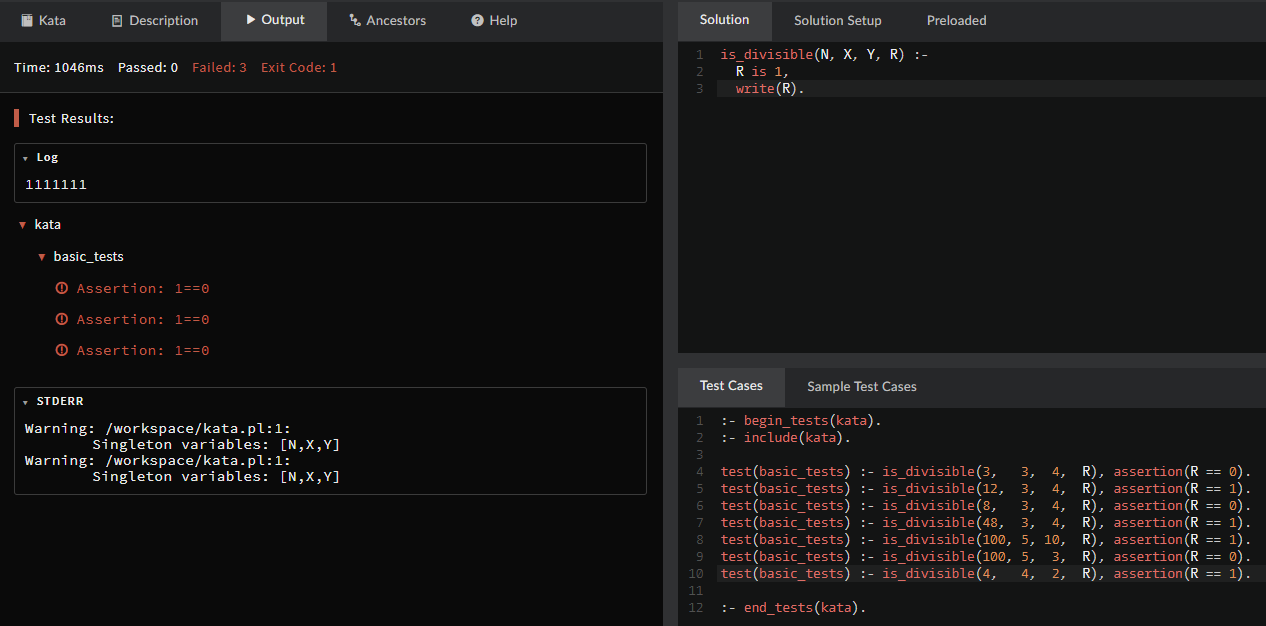 Prolog Tests Incorrectly Report Passed And Failed Cases · Issue 778 · Codewars Codewars Runner