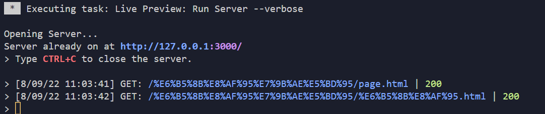 Task terminal can't show unicode characters. · Issue #254 · microsoft/vscode-livepreview · GitHub