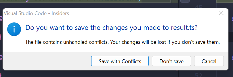 Test Merge Editor `dont Save` Should Be `dont Save` · Issue 158941 · Microsoftvscode · Github