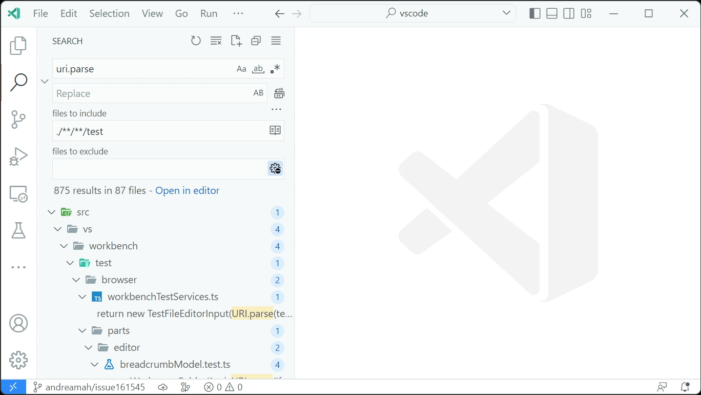 Tree Element Not Found Error In Search Tree · Issue 161617 · Microsoftvscode · Github 1616