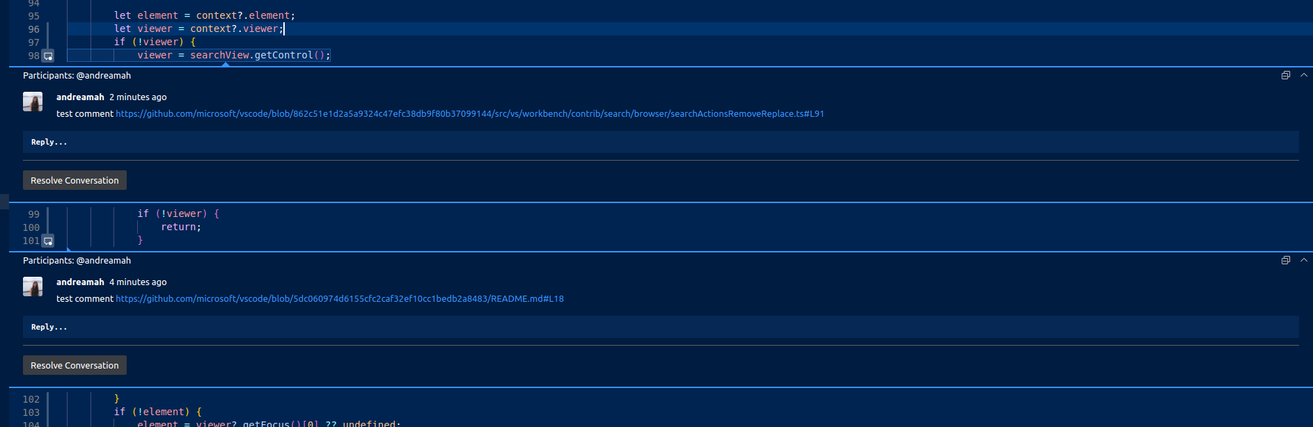 Test Permalinked Lines No Permalinked Lines In Comment In Code File When Permalink Is Only One