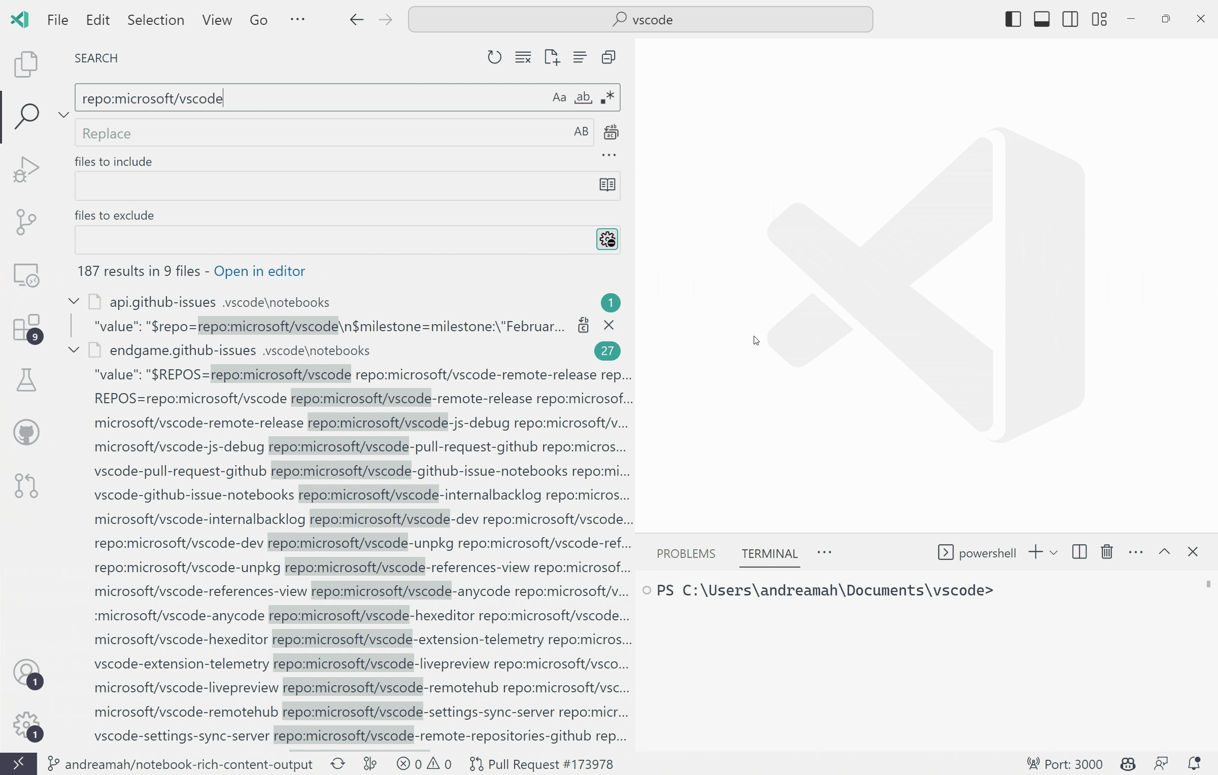 Search Results Don T Refresh When Opening Notebook From Explorer Or File Picker · Issue 174963