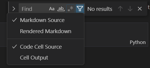 Regex Disabled When Disabling Output On Notebook Find Widget · Issue 8318