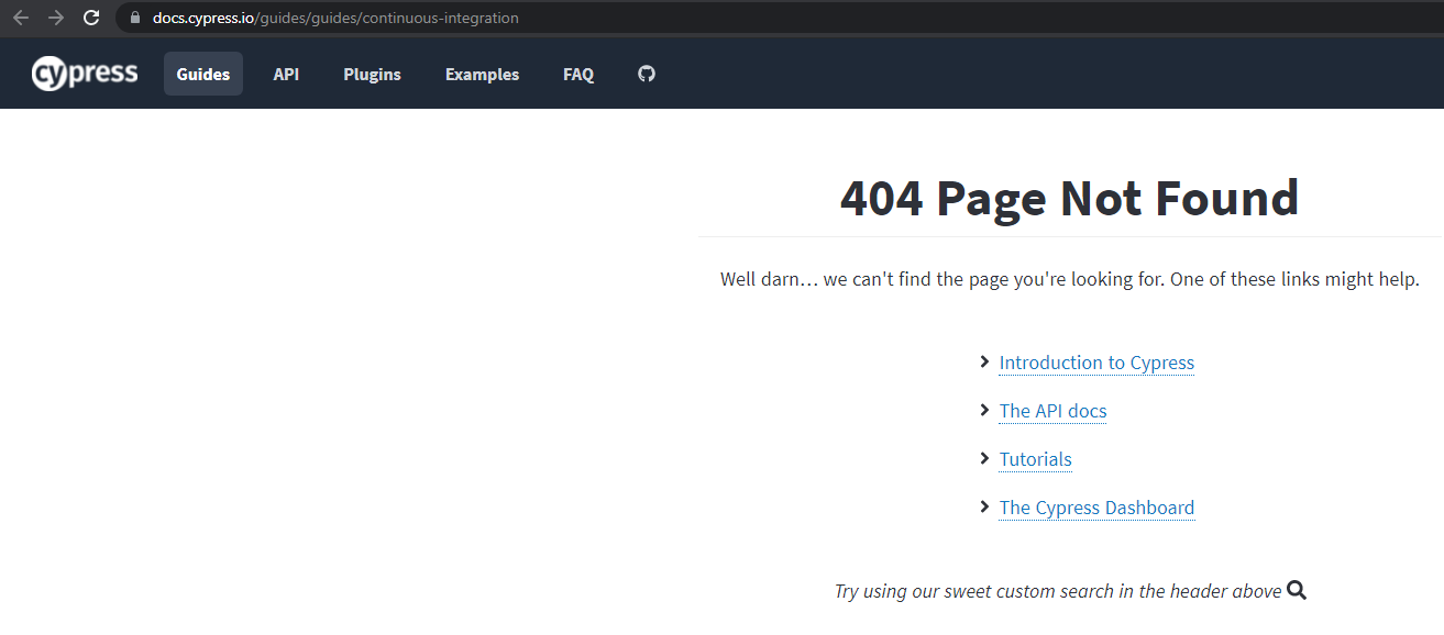 Invalid URL for CI guide · Issue #17735 · cypress-io/cypress · GitHub