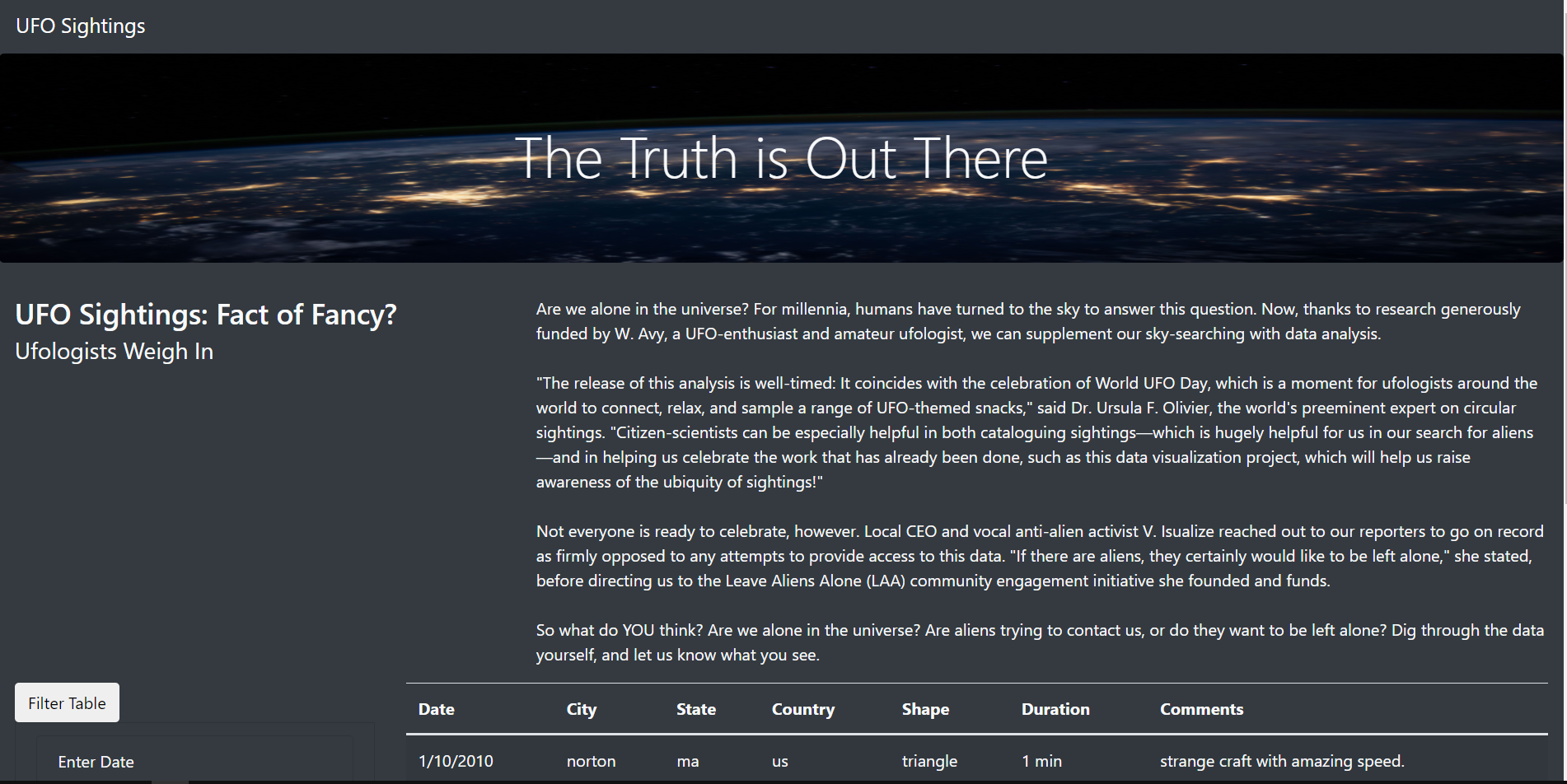 GitHub - HThrower/JavaScript-UFOs-Built-Website