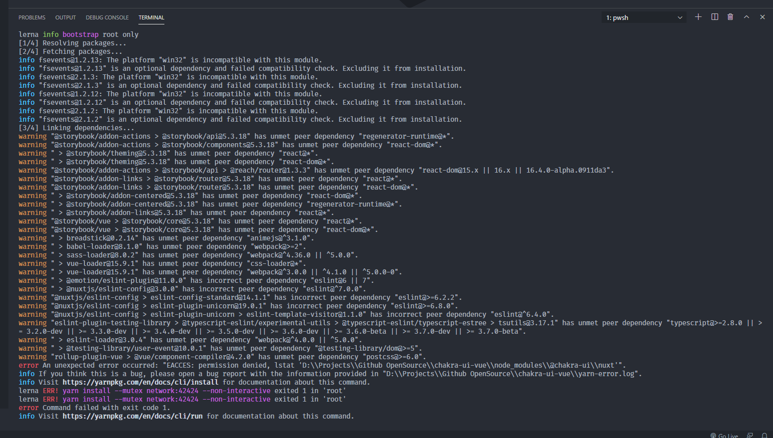 When running the command yarn install, their is an error. · Issue #369 · chakra-ui/chakra-ui-vue ...