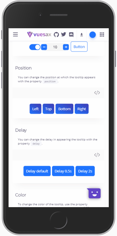 Reposition tooltip on mobile devices to position at bottom · Issue #215 · lusaxweb/vuesax · GitHub