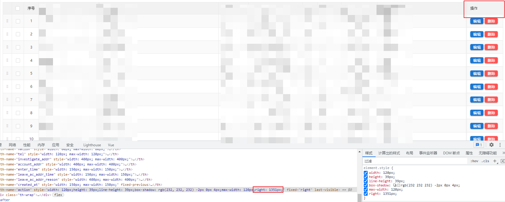 在没有做任何改动的情况下，数据数量变多右边固定列th样式right会增加10px · Issue #234 · baukh789/GridManager · GitHub