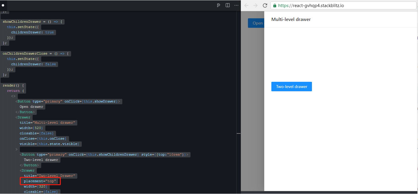 Open multiple Drawer, Then previous drawer will move a little bit to ...