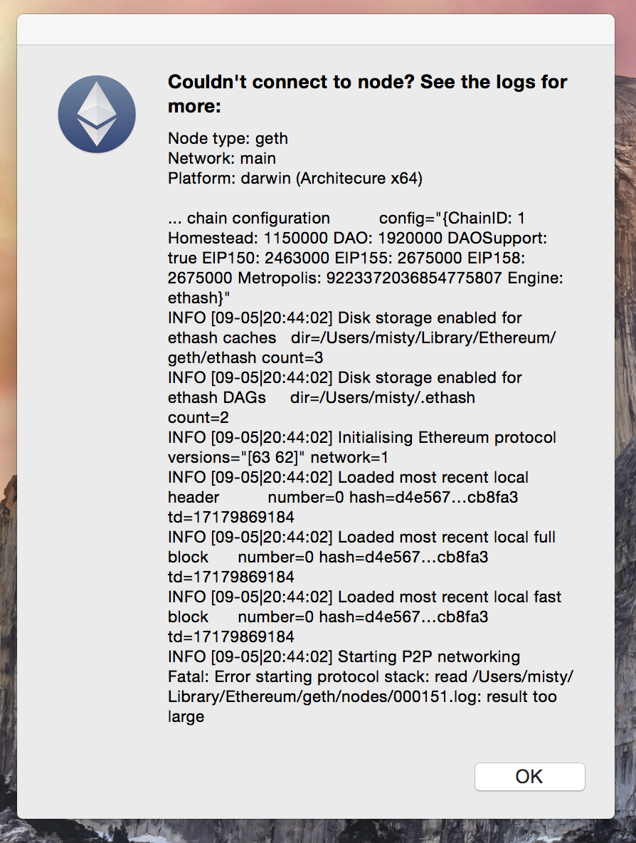 Ethereummist Node Connection Error · Issue 3026 · Ethereummist · Github