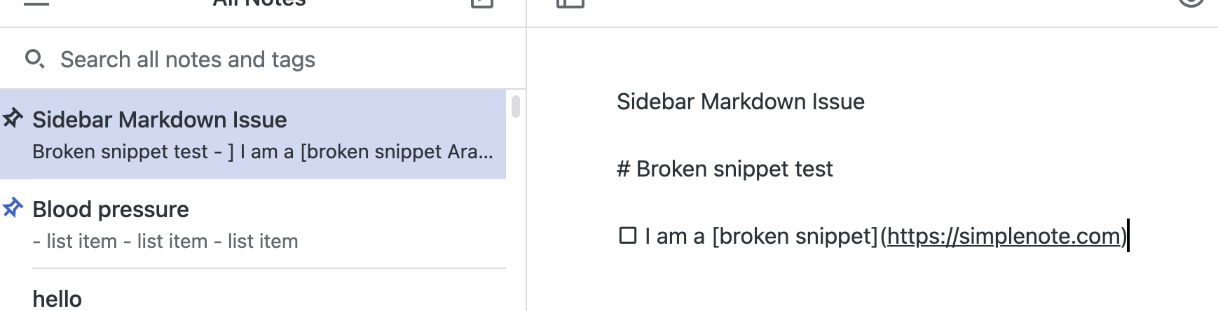 Checklist Markdown Broken in Note List/Sidebar · Issue #3063 · Automattic/simplenote-electron ...