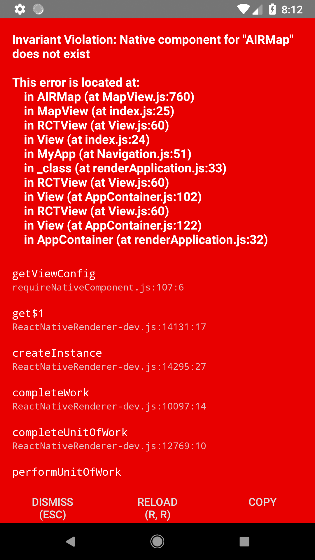 [bug] [android] Native Component For Airmap Does Not Exist · Issue 2301 · React Native Maps