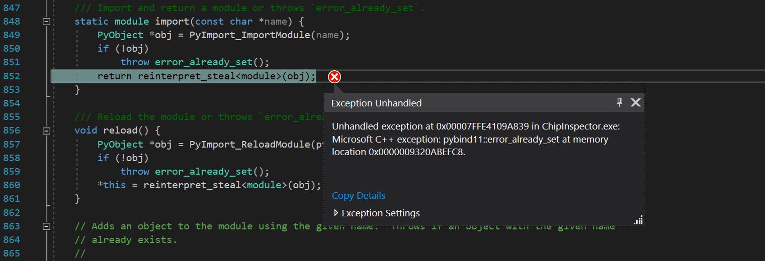 pybind11::error_already_set at memory location (Exception) · Issue #2041 · pybind/pybind11 · GitHub