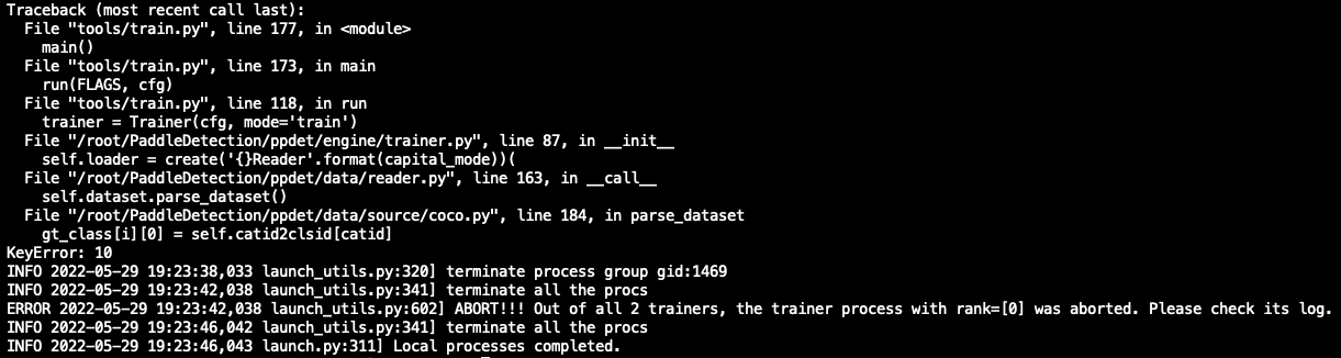 paddle detection训练visdrone数据集报错 KeyError: 10 · Issue #6089 · PaddlePaddle/PaddleDetection · GitHub