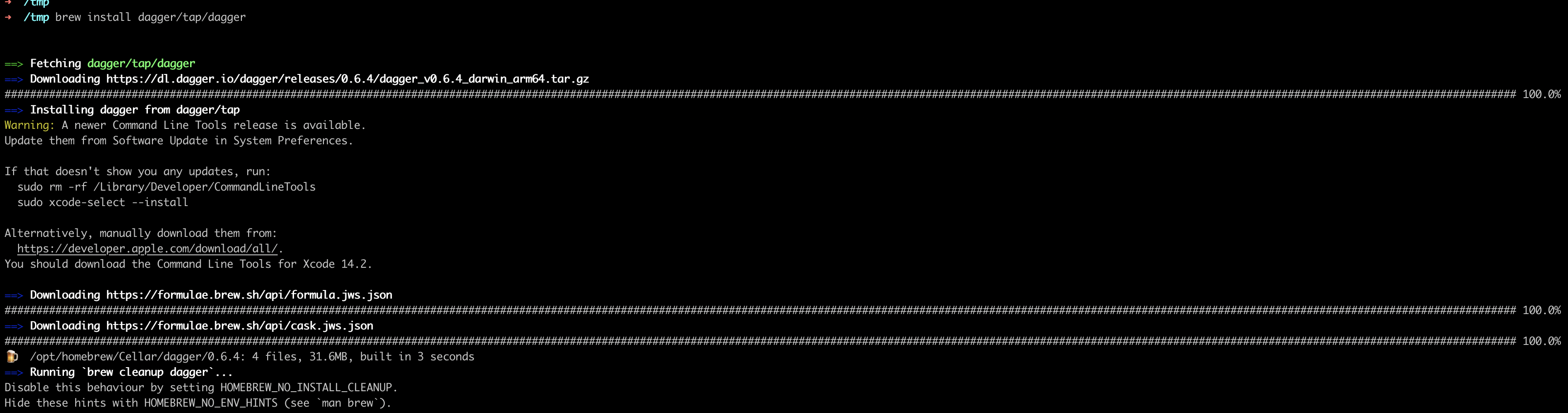 mac os installation example not working · Issue #3935 · dagger/dagger · GitHub