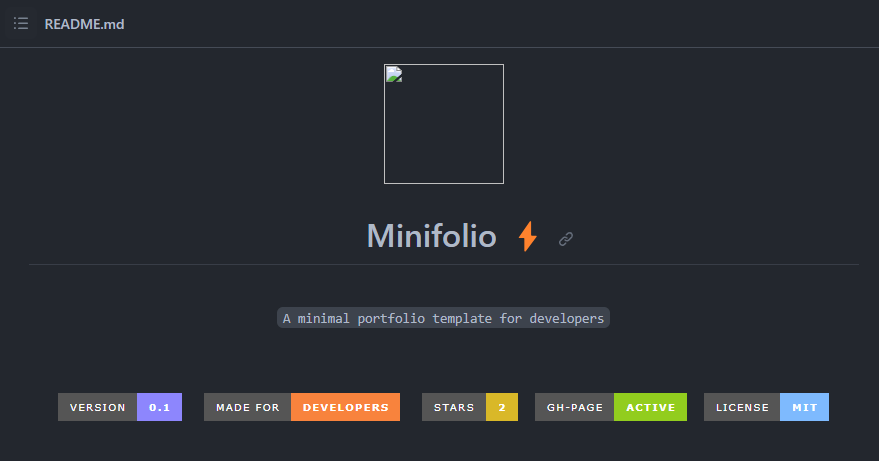README top image link broken · Issue #3 · divyanshudhruv/Minifolio · GitHub