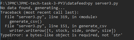 CSV file opened in write-binary mode instead of write mode · Issue #505 · insidesherpa/JPMC-tech ...