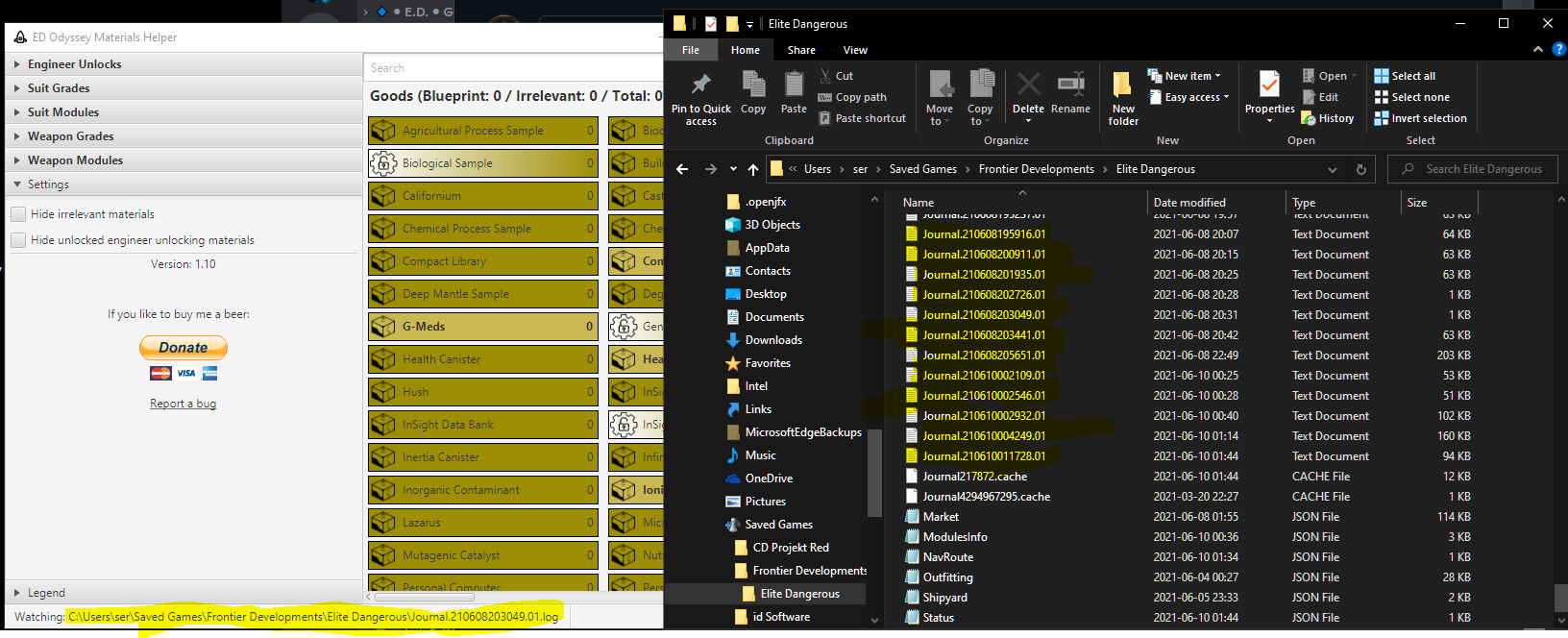 bug: helper wont see new journal files · Issue #5 · jixxed/ed-odyssey-materials-helper · GitHub