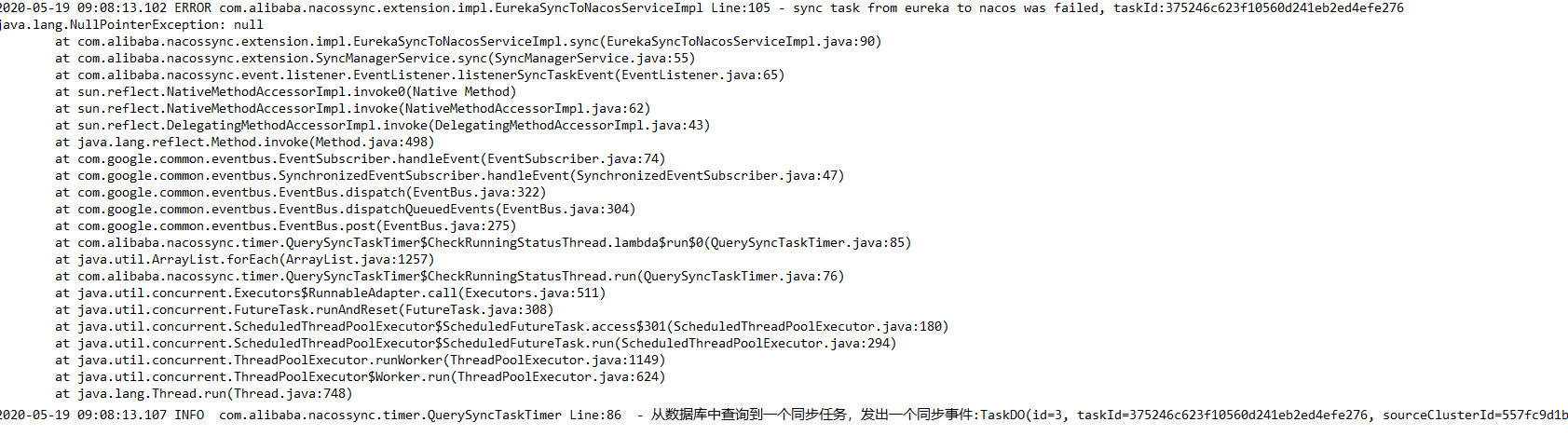 eureka同步到nacos报空指针 · Issue #149 · nacos-group/nacos-sync · GitHub
