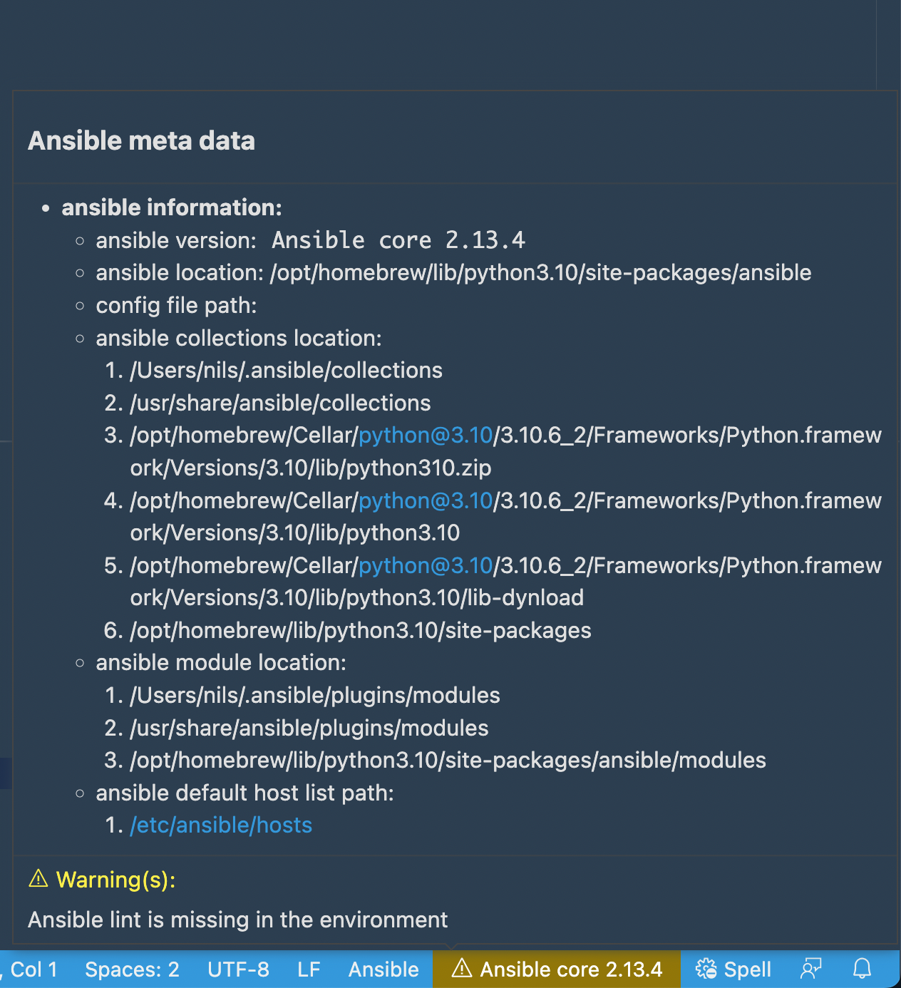 Ansible Lint Not Found · Issue 629 · Ansible Vscode Ansible · Github