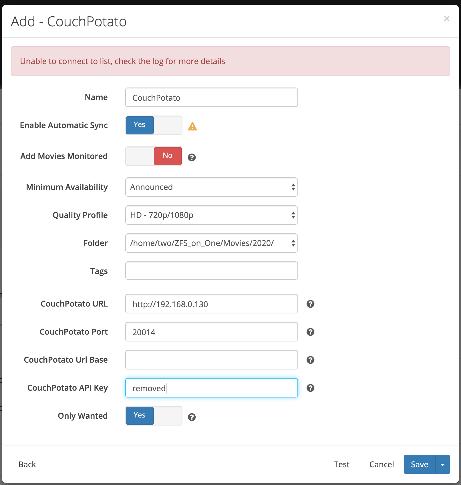 Unable To Add Couchpotato List On New Fresh Install · Issue 3808 · Radarrradarr · Github