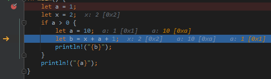 Wrong value of shadowed variable shown in debug · Issue #9702 · intellij-rust/intellij-rust · GitHub
