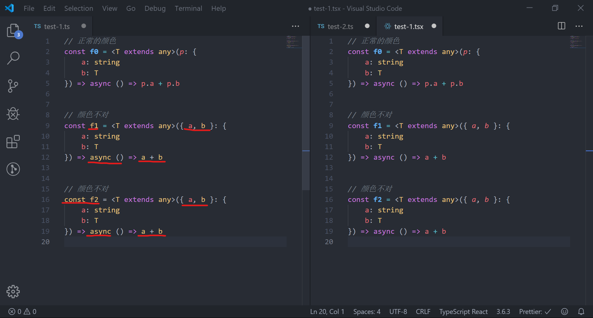 TypeScript Syntax Highlighting Bug · Issue #34517 · microsoft/TypeScript · GitHub